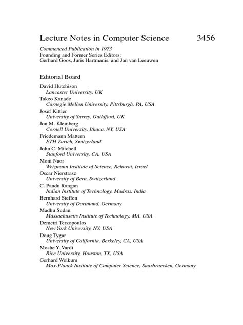 Lecture Notes In Computer Science 3456 Editorial Board Pdf Conceptual Model Theorem
