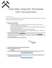 GEOL 1403 Lab 4 Soils And Soil Texture Analysis 1 Pdf Temple College Geology 1403