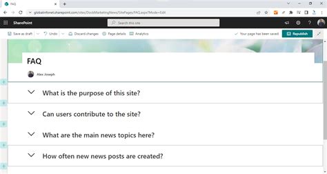 how to create a collapsible faq section in sharepoint online