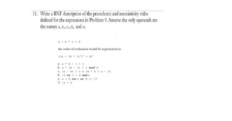 Answered 11 Write A Bnf Description Of The Bartleby