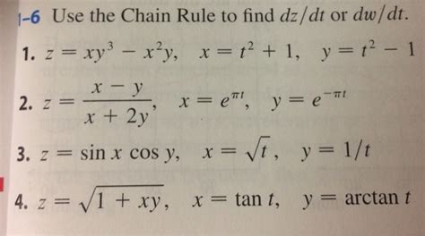solved 6 use the chain rule to find dz dt or dw dt ㄨ ㄧㄧ