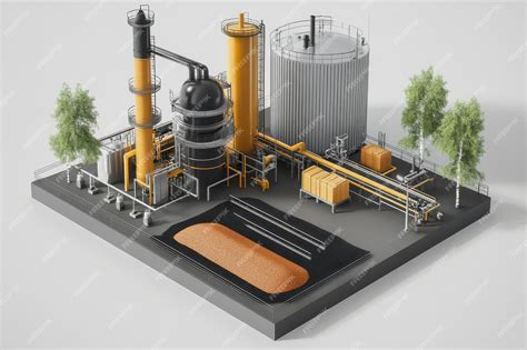 3d model illustrating biomass pyrolysis stages premium ai generated image