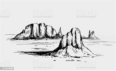 미국의 사막 선인장과의 밑그림입니다 프레리 풍경입니다 손으로 그린된 벡터 일러스트 레이 션 선인장에 대한 스톡 벡터 아트 및 기타 이미지 Istock