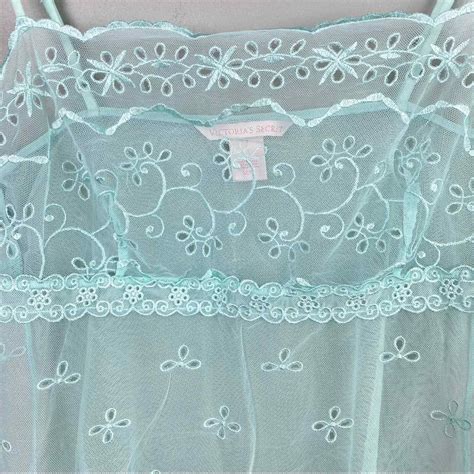 Victorias Secret Lace Eyelet Sheer Slip Chemise Gem
