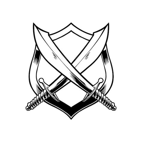 칼과 방패 그림 프리미엄 벡터