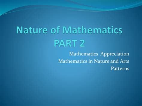 Mathematics Appreciation Nature Arts Patterns