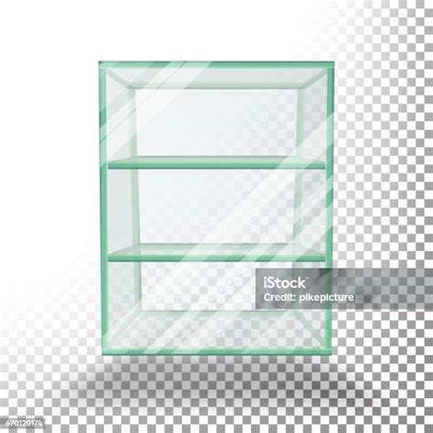 빈 투명 한 유리 상자 큐브 벡터입니다 3d 현실 유리 쇼케이스 선반 0명에 대한 스톡 벡터 아트 및 기타 이미지 0명 3