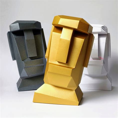 moai papercraft template build 3d low poly moai paper sculpture put moai sculpture on your