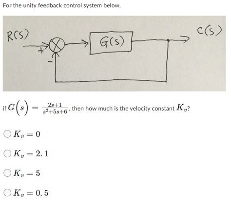 Solved For The Unity Feedback Control System Below If