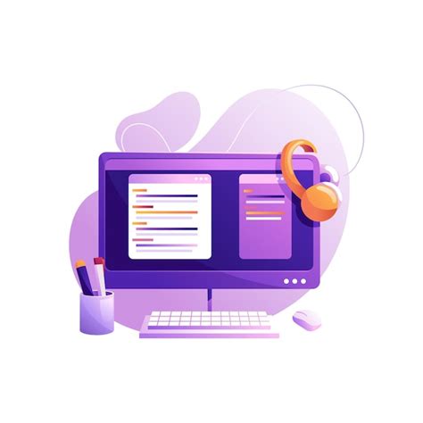 Premium Vector A Programmer S Workplace A Monitor With Program Code