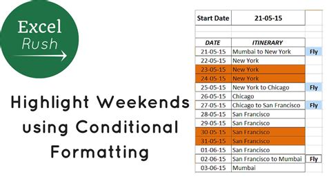 Highlight Weekends Using Conditional Formatting In Excel Plan Your Trip Cheaper Youtube
