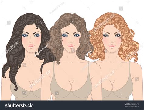 Different Types Female Hairstyles Long Hair Vector có sẵn miễn phí bản quyền 140318458
