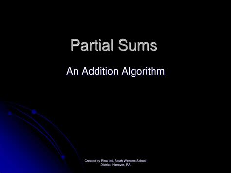 PPT Partial Sums PowerPoint Presentation Free Download ID