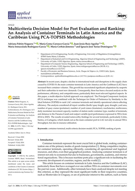 Pdf Multicriteria Decision Model For Port Evaluation And Ranking An Analysis Of Container