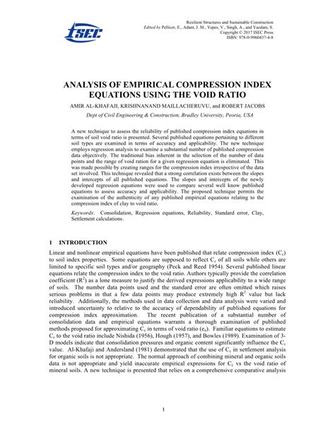 Pdf Analysis Of Empirical Compression Index Equations Using The Void