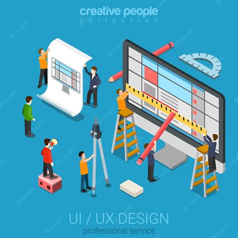 Free Vector Flat D Isometric Desktop Uiux Design Web Infographic Concept