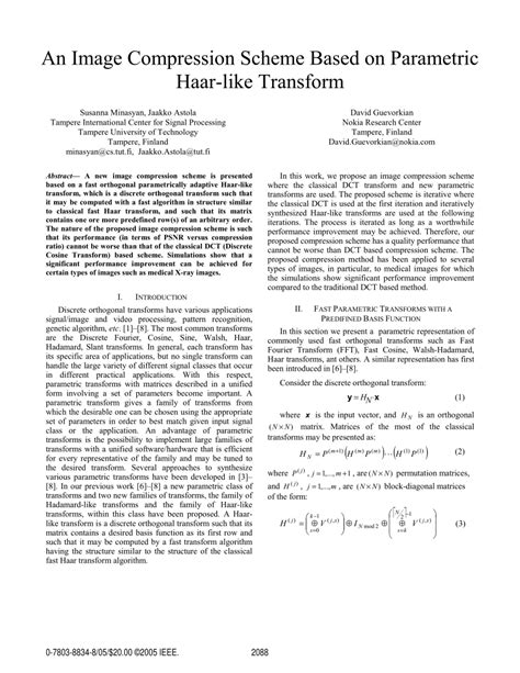 Pdf An Image Compression Scheme Based On Parametric Haar Like Transform