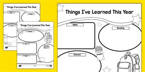 Things Ive Learned This Year Doodle Organizer For K 2nd Grade
