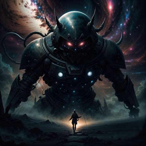 Premium Ai Image Cosmic Giant Robot With Outer Space In The Background