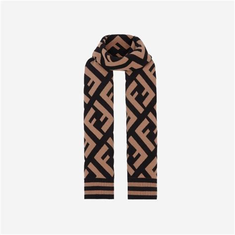 펜디 Ff 울 비스코스 스카프 브라운 Fendi Kream