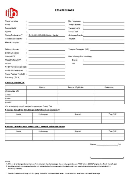 Form Data Karyawan Pdf Form Data Karyawan Pdf