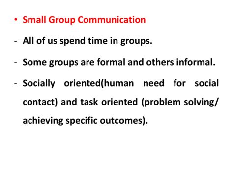 Small Group Communication Dynamics And Leadership