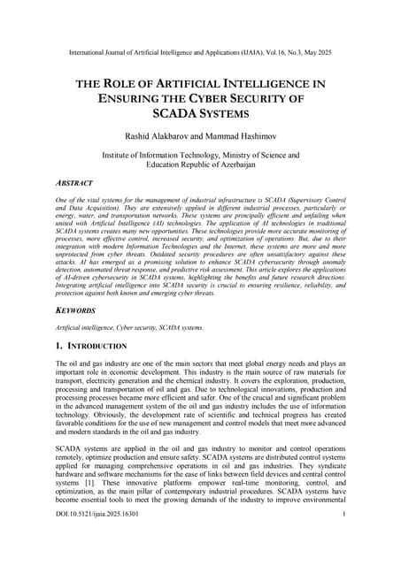The Role Of Artificial Intelligence In Ensuring The Cyber Security Of