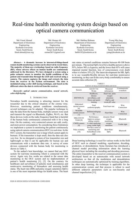 PDF Real Time Health Monitoring System Design Based On Optical Camera Communication