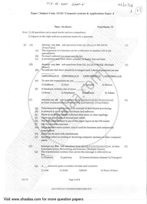 Computer Systems And Applications 2018 2019 Bcom General Semester 5