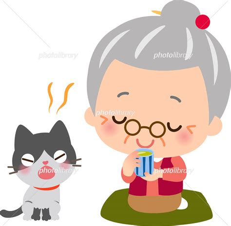 お茶を飲むおばあちゃん イラスト素材 4220181 フォトライブラリー Photolibrary