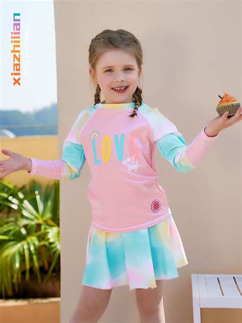 Купальник раздельный Девочки Xiazhilian розовый размер 150 Аквааэробика Водные виды спорта