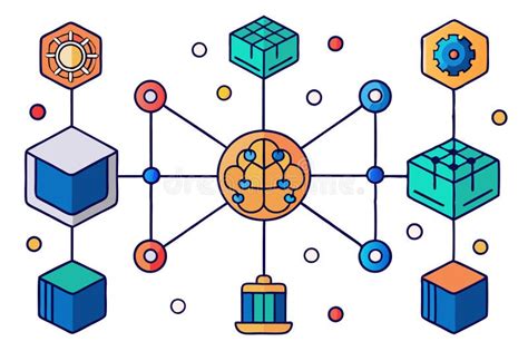 Modern Illustration Of Blockchain Technology With Interconnected Nodes Gears And Digital
