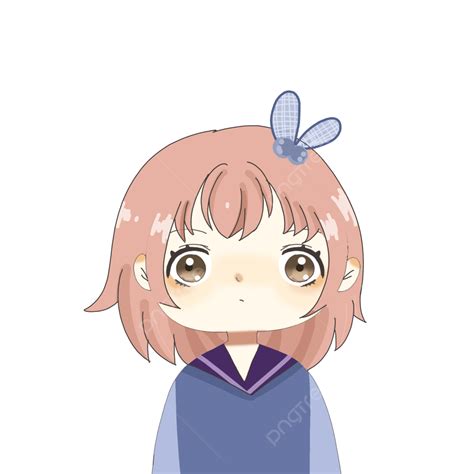 可愛卡通人物形象動漫頭像女生免扣素材背景 扁平風 女孩動漫 簡約素材圖案PSD和PNG圖片免費下載