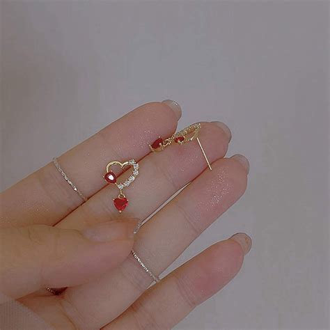 달콤샵🌙 배송공지 마음함 On Twitter 미니 하트 귀걸이 큰 하트 아래 작은 붉은 하트 파츠가 붙어있는 귀여운