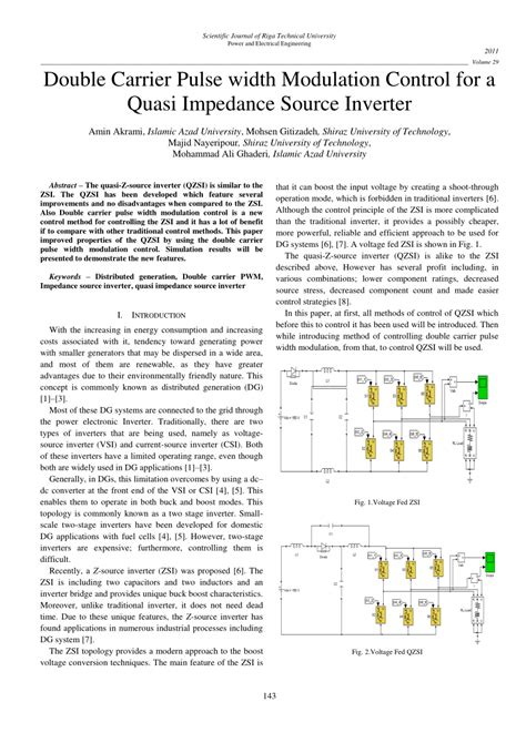 Pdf Double Carrier Pulse Width Modulation Control For A Quasi Impedance Source Inverter
