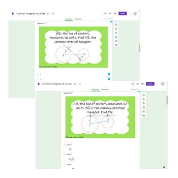 Common Tangents Of Circles Digital Self Grading Quiz By Teach Honors Math