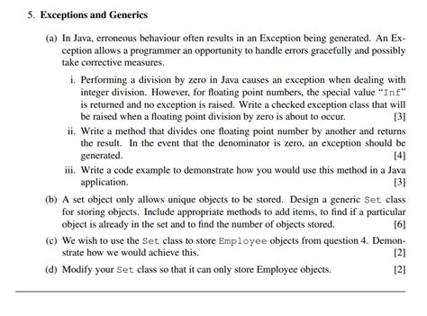 Solved Exceptions And Generics A In Java Erroneous Chegg Com
