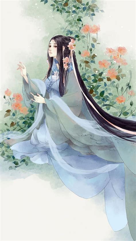手繪古裝卡通美女手機壁紙 每日頭條