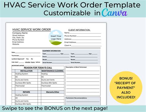 Hvac Service Work Order Hvac Work Order Heating And Cooling Work Order Heating And Cooling