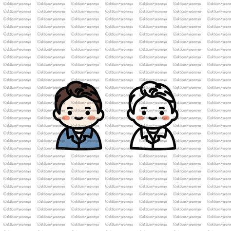 오케이티콘 인물 남자 헤어스타일 포마드 01 아이콘 개별 라인컬러