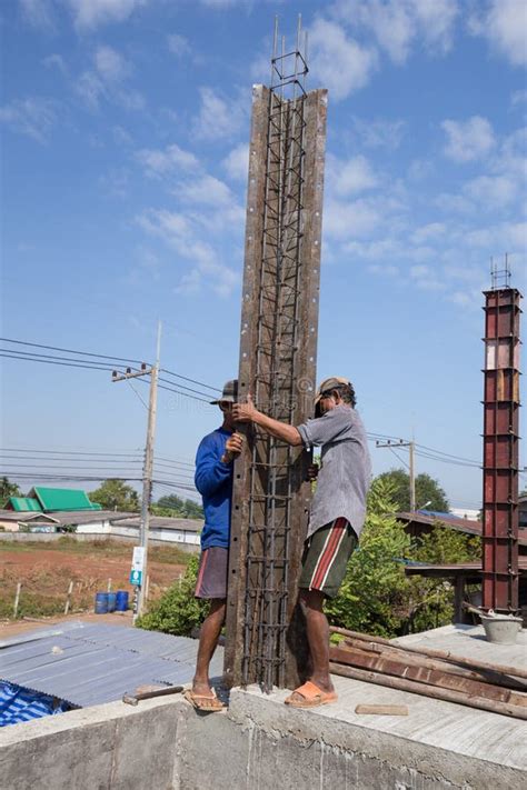 Construction Workers Creating Pillar Blocks Stock Photos Free Royalty Free Stock Photos From