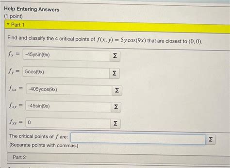 Solved Find And Classify The 4 Critical Points Of