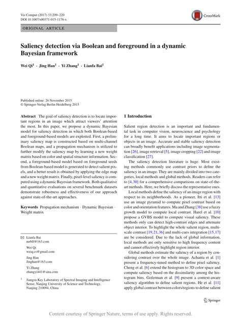Saliency Detection Via Boolean And Foreground In A Dynamic Bayesian