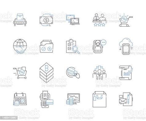 시장 금융 개요 아이콘 모음입니다 금융 시장 투자 거래 주식 채권 이익 벡터 및 일러스트레이션 개념 세트 수익 모금 신용 선형 기호 가계에 대한 스톡 벡터 아트 및 기타