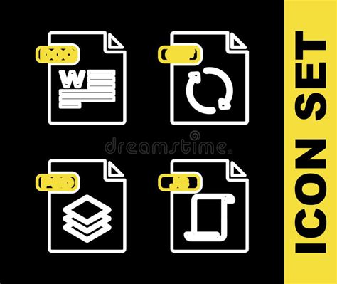 Set Line  File Document Js Psd And Doc Icon Vector Stock Vector