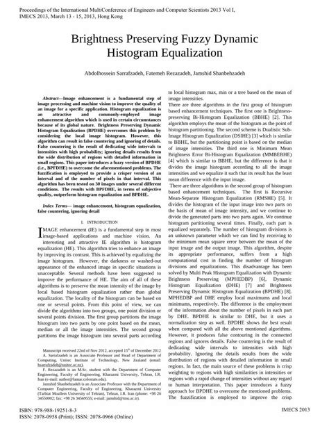 Pdf Brightness Preserving Fuzzy Dynamic Histogram Equalization