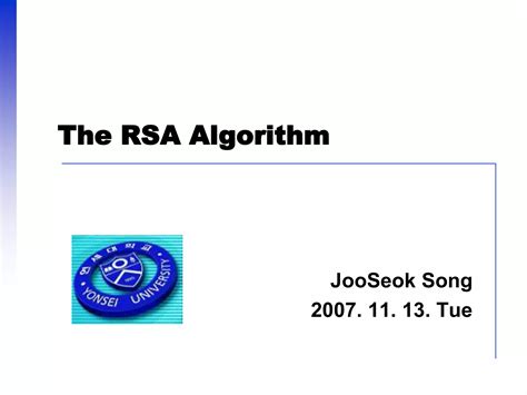 The Rsa Algorithm Ppt
