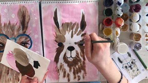 Рисуем ламу гуашью Youtube