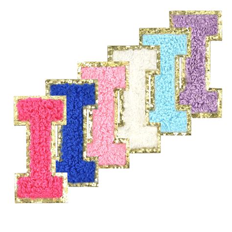 6pcs Self Adhesive Chenille Letter Patches Iron On