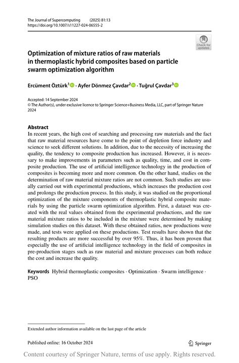 Optimization Of Mixture Ratios Of Raw Materials In Thermoplastic Hybrid
